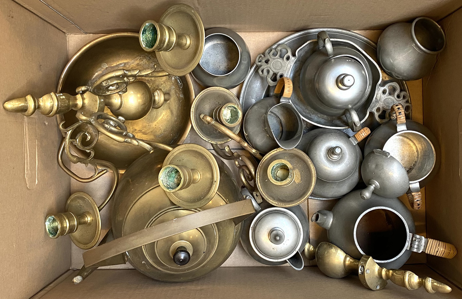 86. Lot tin en koper